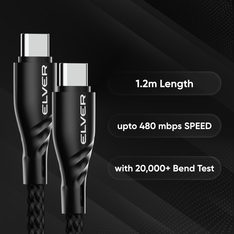Elver Type-C to Type-C Cable (1.2 Meter, Up to 65W Fast Charging) at ...